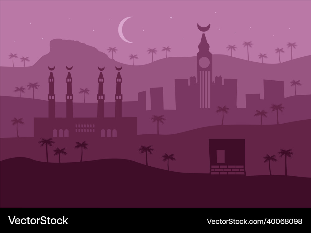 Arabic muslim city flat mecca Royalty Free Vector Image