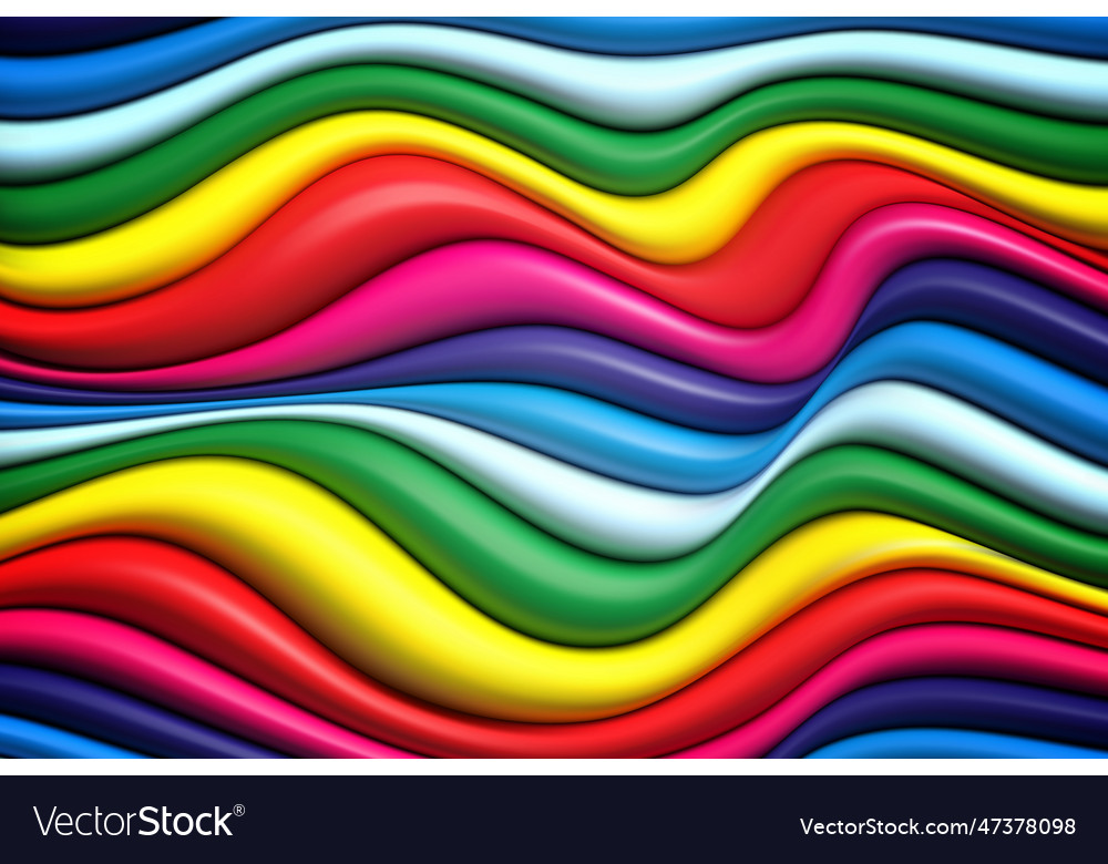 Bright abstract multicolored 3d wavy background Vector Image Bright abstract multicolored 3d wavy background Vector Image