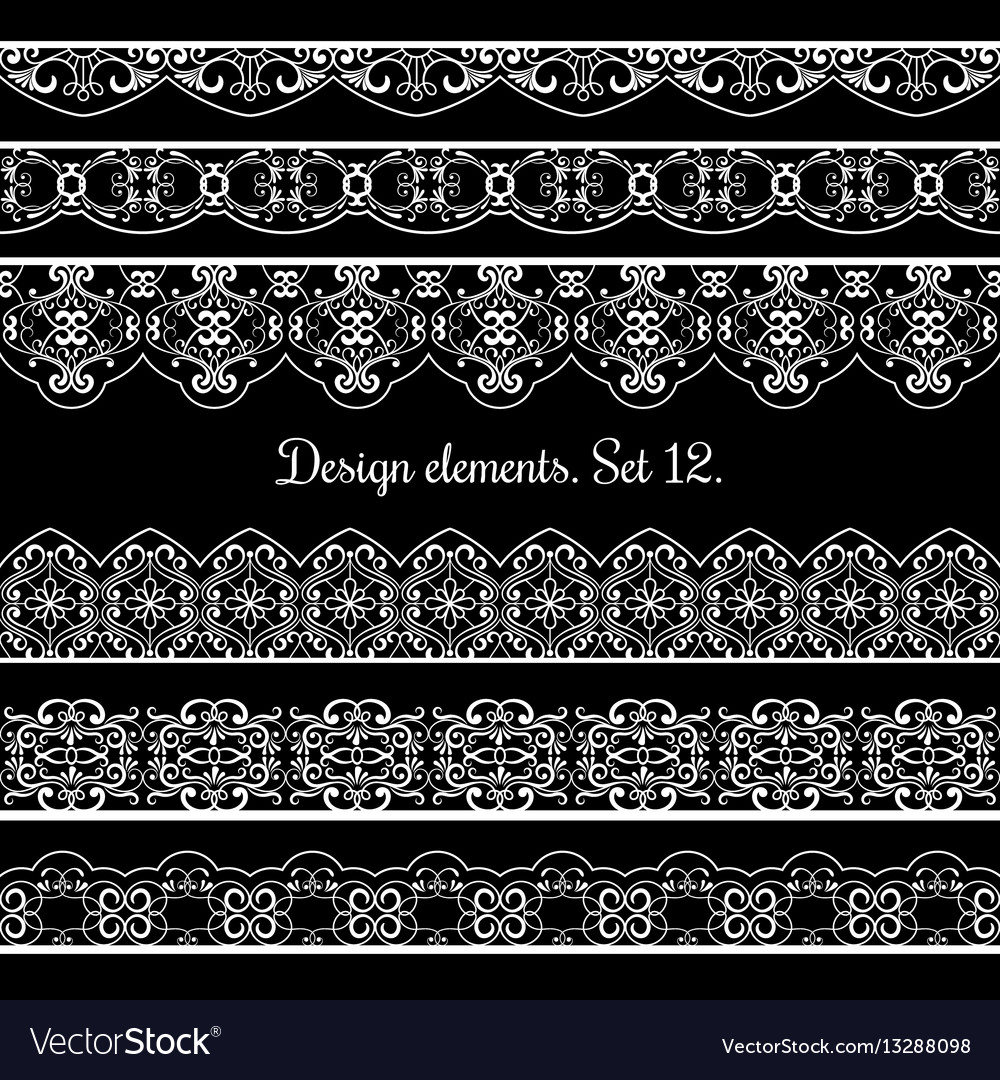 Floral border set frame elements Royalty Free Vector Image