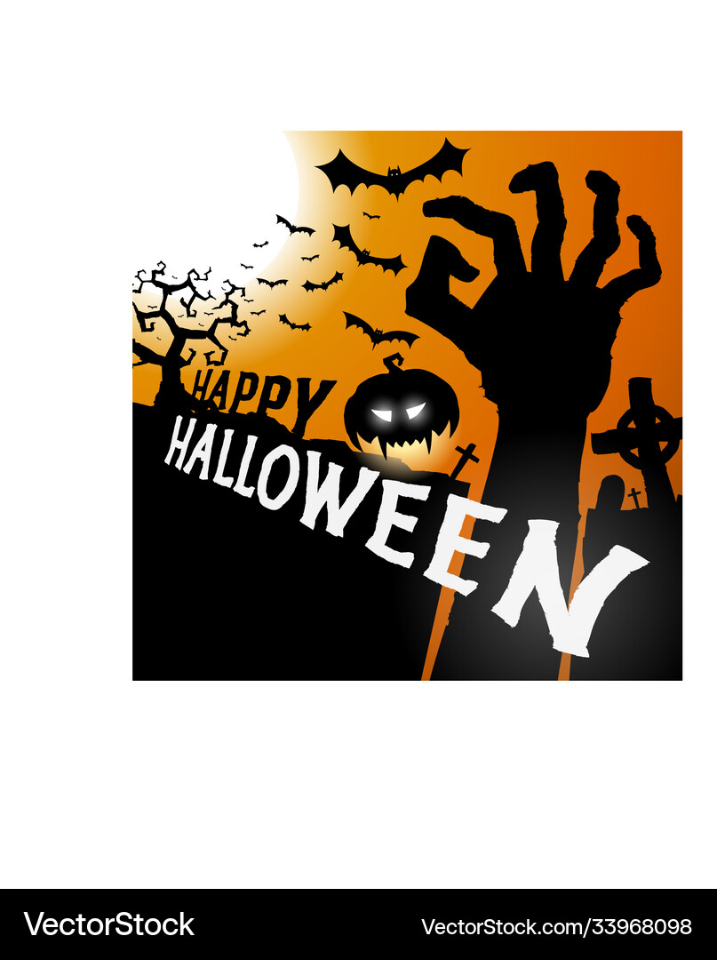 Halloween greeting card with hand background Vector Image