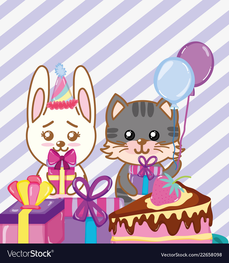 Happy birthday animals party Royalty Free Vector Image