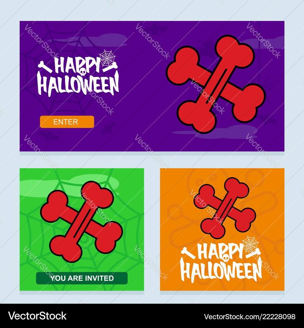 Happy halloween invitation design with bones Vector Image