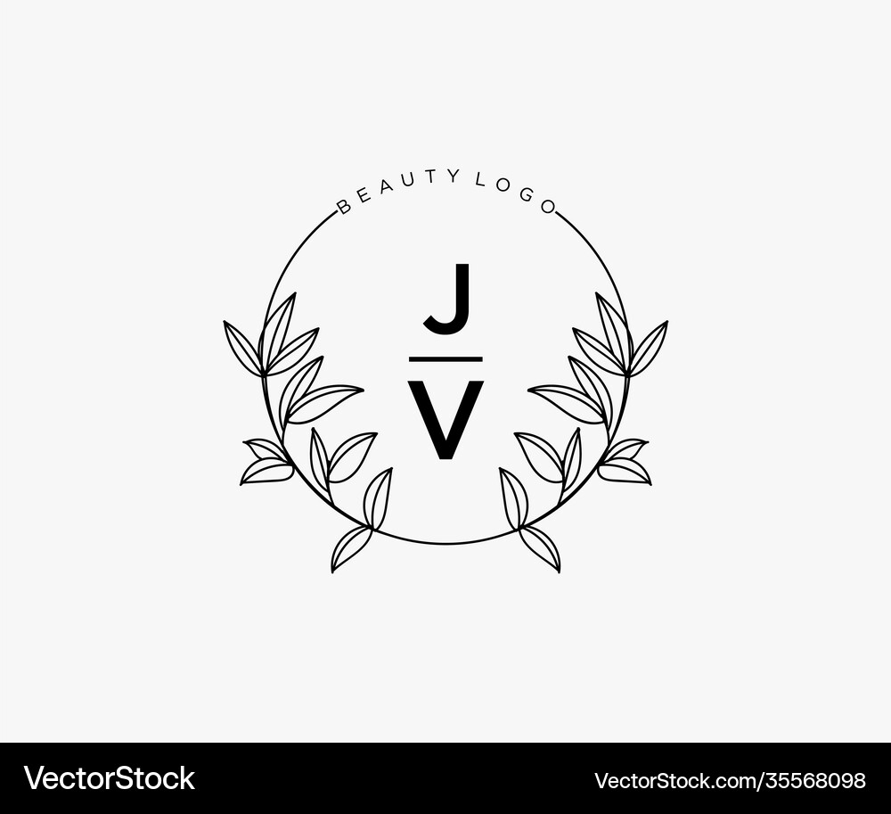 Initial jv letters beautiful floral feminine Vector Image