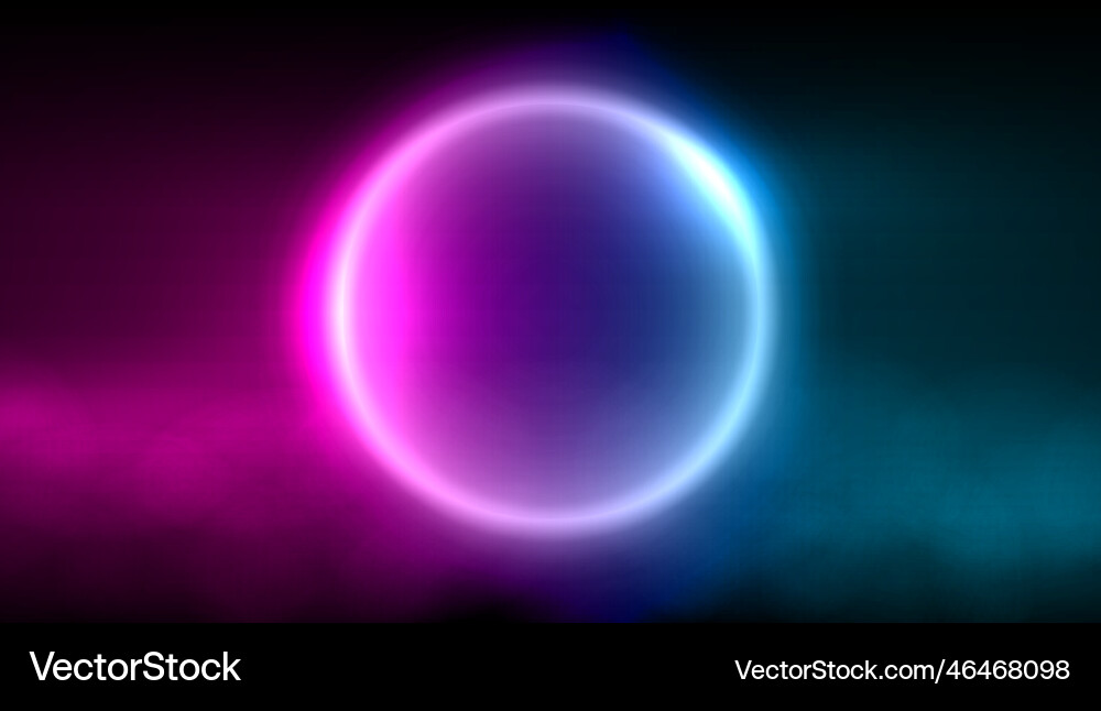 Red and blue round neon lights in empty room Vector Image