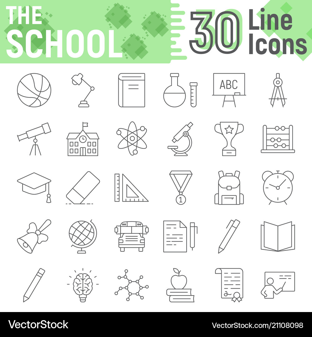 School thin line icon set education symbols Vector Image