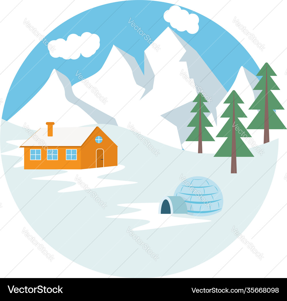 Snowy hills on white background Royalty Free Vector Image