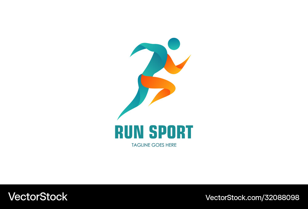 Sport logo running with abstract shapes Royalty Free Vector