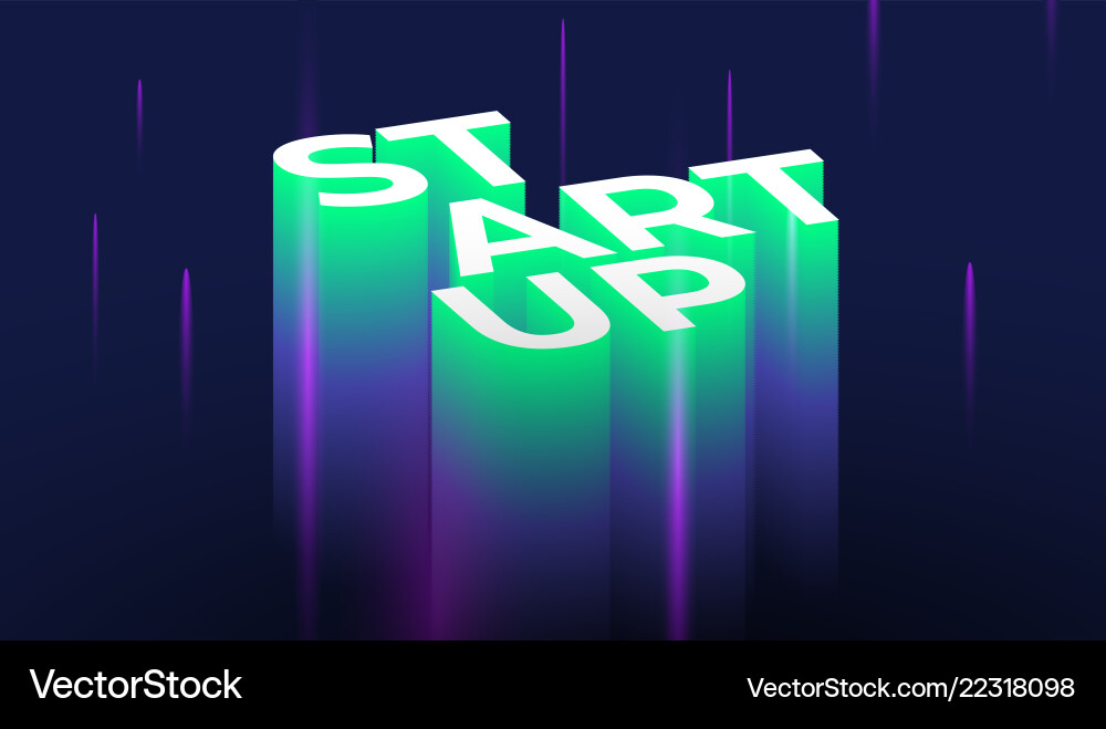 Startup 3d lettering Royalty Free Vector Image