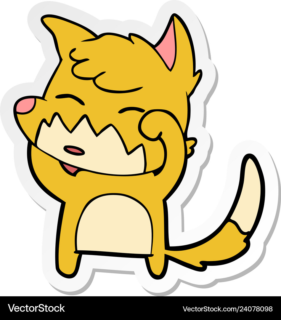 Sticker of a cartoon fox Royalty Free Vector Image