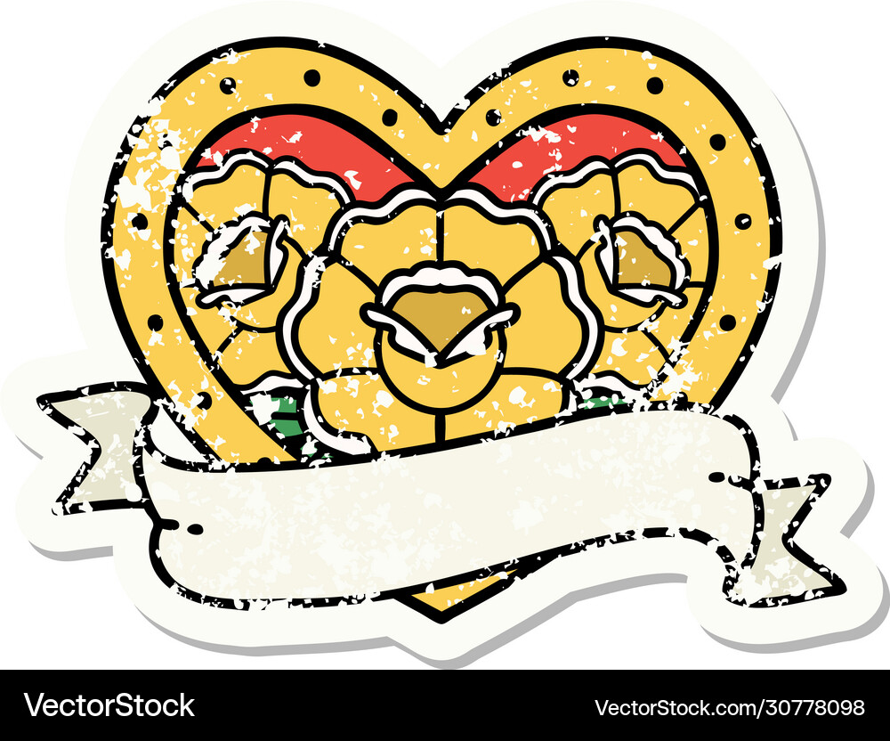 Traditional distressed sticker tattoo a heart Vector Image