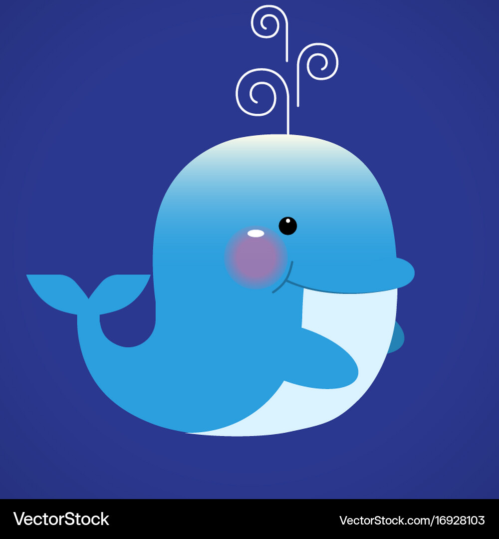 Blue smiling whale cartoon character Royalty Free Vector