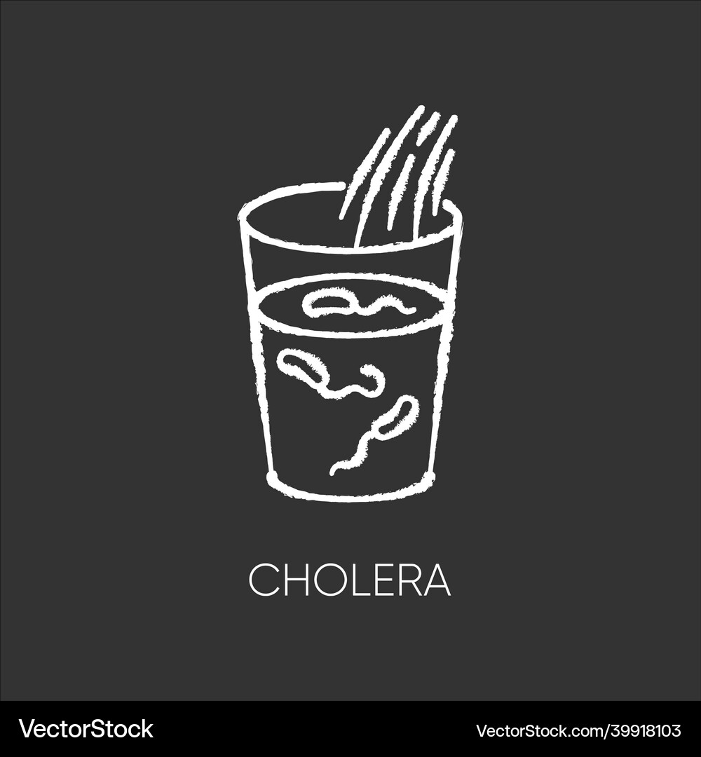 Cholera chalk white icon on black background Vector Image