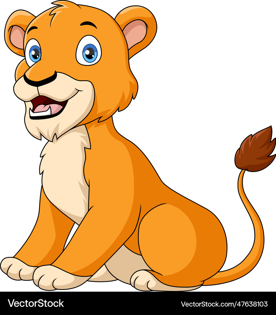 Cute lion cartoon on white background Royalty Free Vector