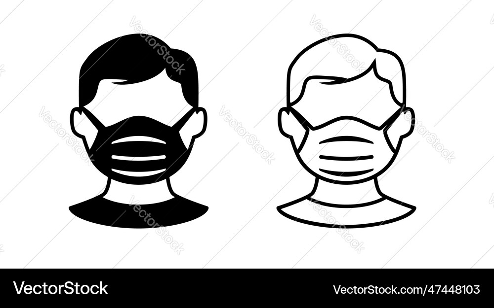 Full face man in protective face mask line icon Vector Image