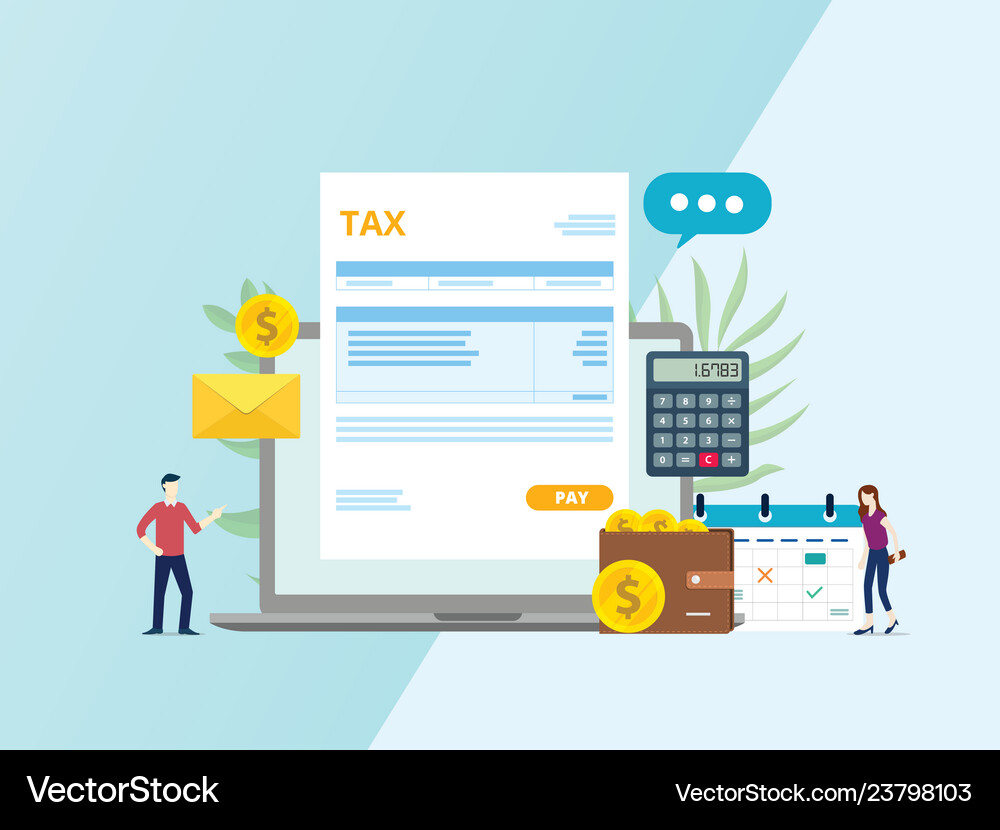 Online tax invoice payment with paper document Vector Image