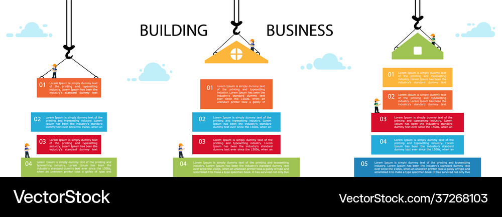 Set building infographic tower crane and building Vector Image