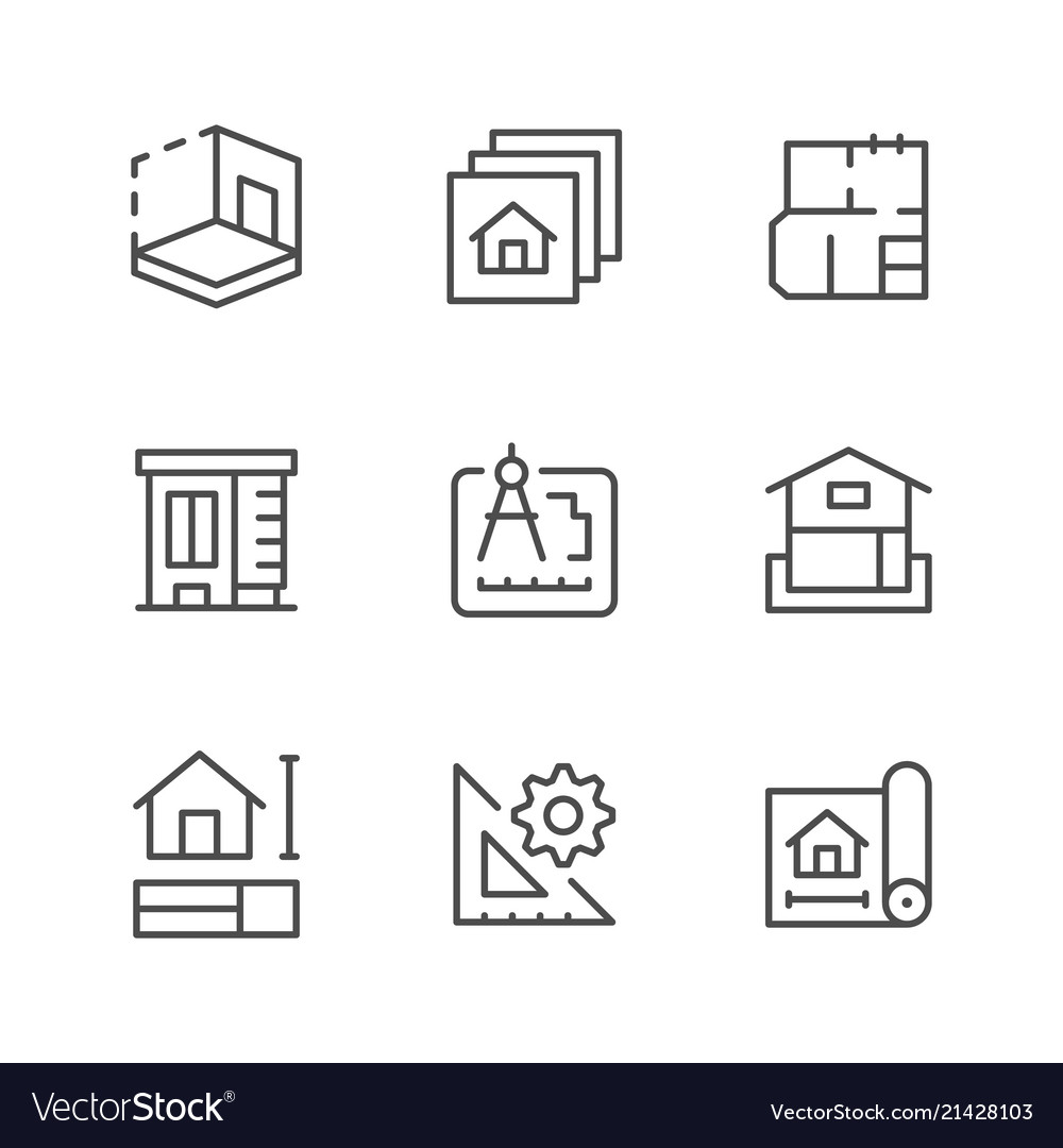 Set line icons architectural Royalty Free Vector Image