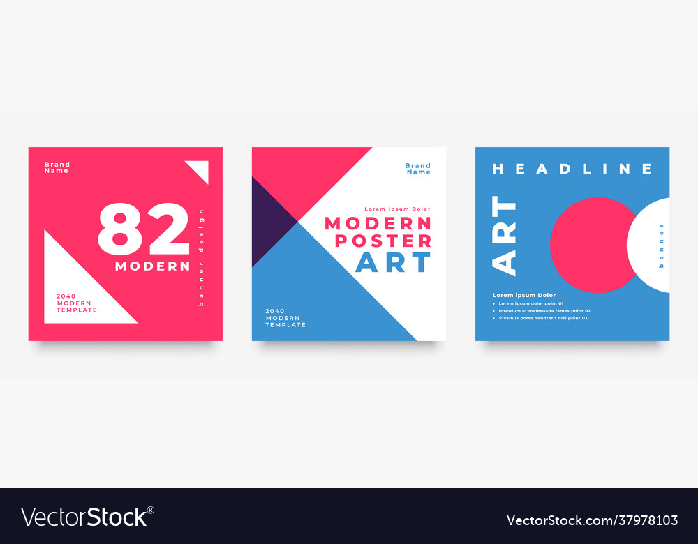 Social media post feed template set Royalty Free Vector