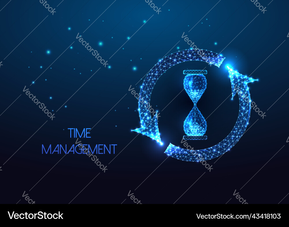 Time management concept with hourglass and cycle Vector Image
