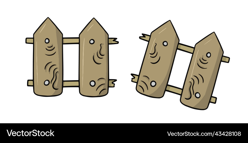 Broken low wooden brown fence Royalty Free Vector Image