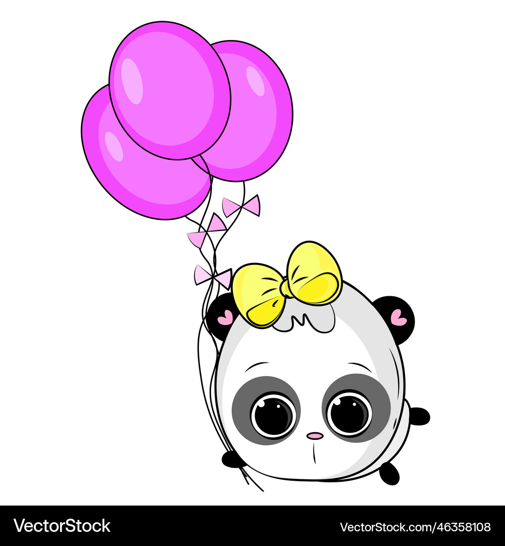 Cartoon cute panda with balloons Royalty Free Vector Image