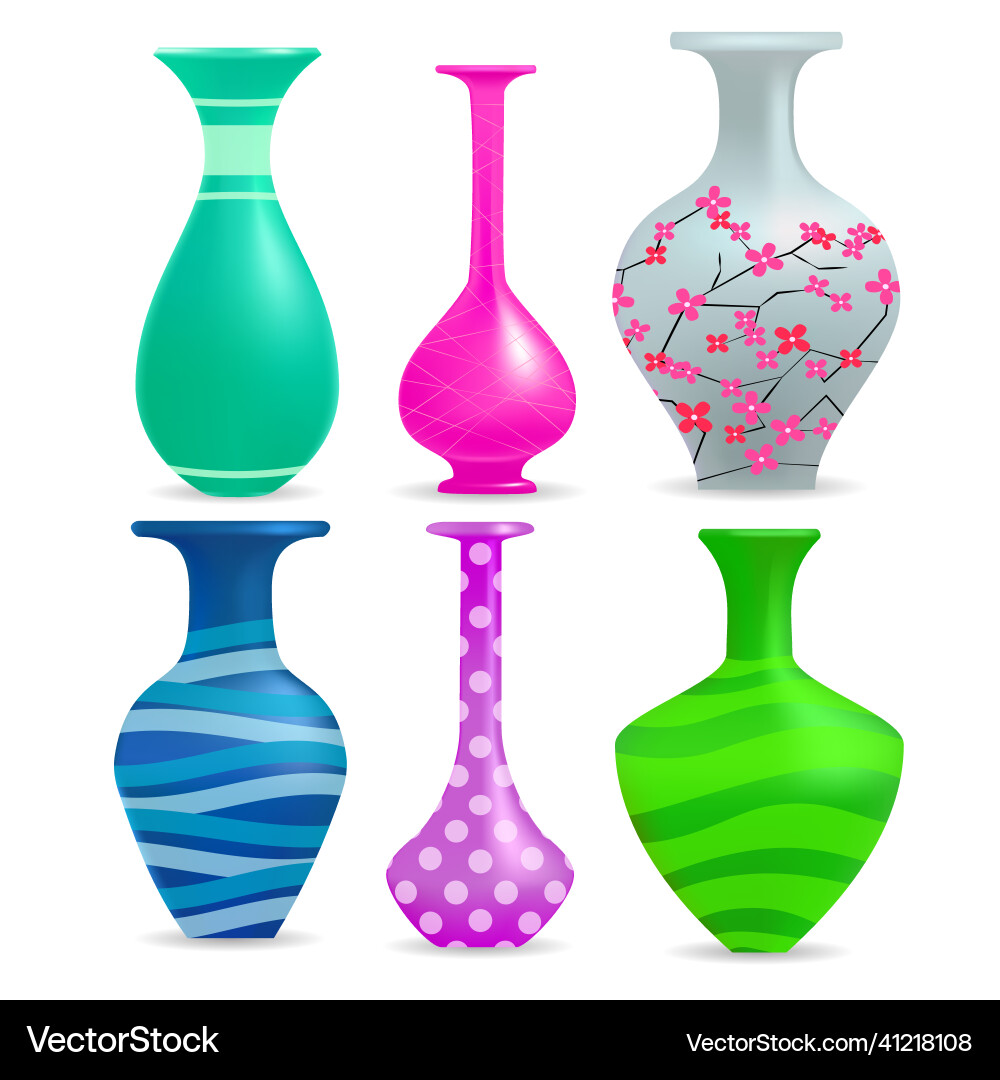 Realistic vases set isolated on white background Vector Image