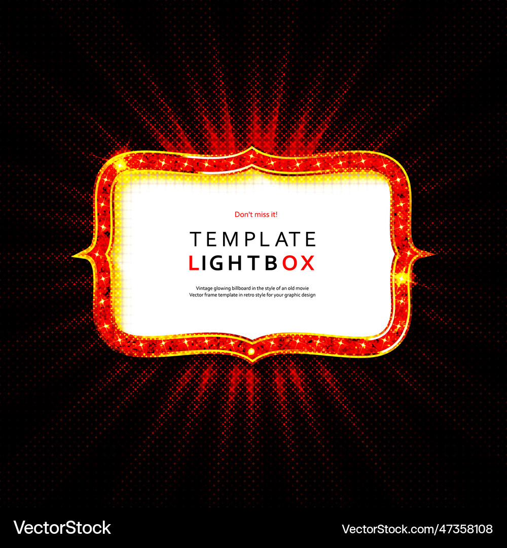 Retro light sign vintage style banner Royalty Free Vector