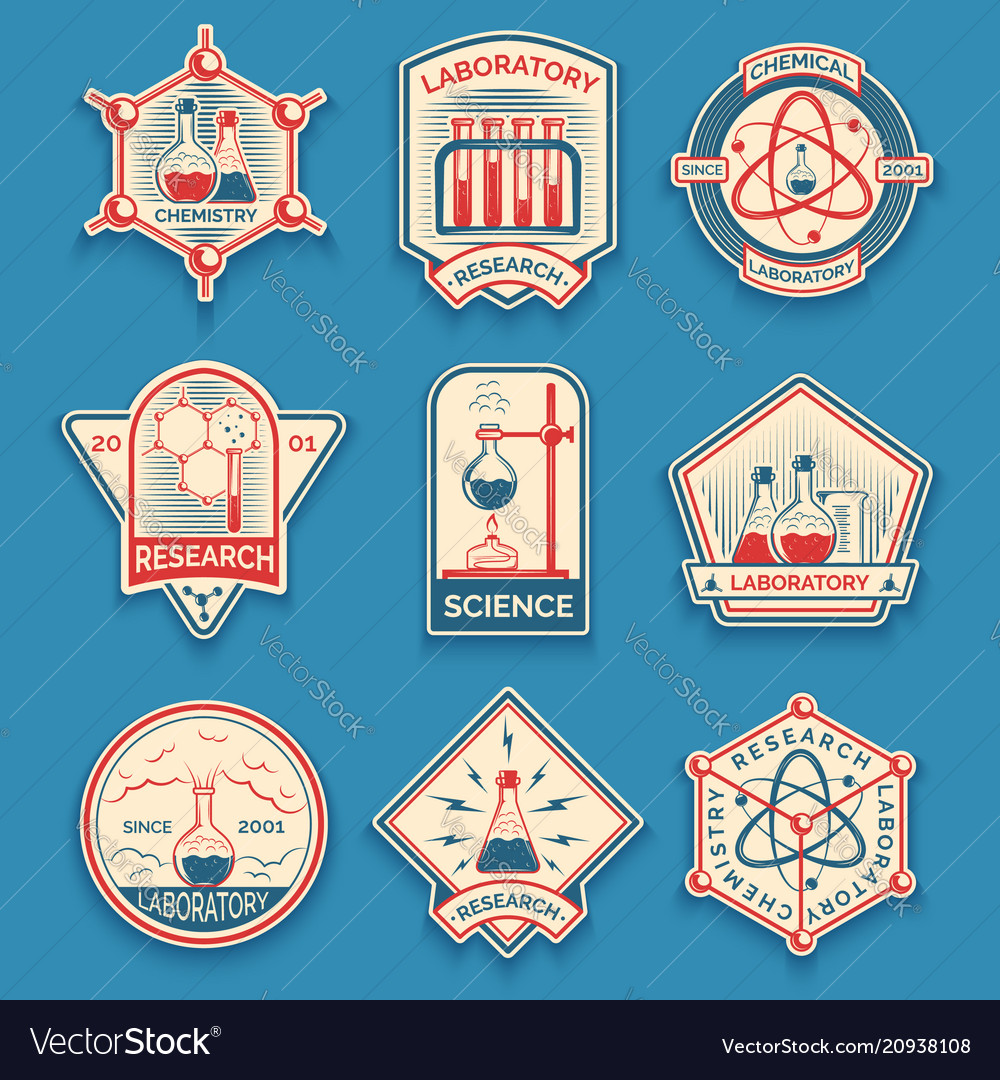 Set laboratory research elements with flasks Vector Image