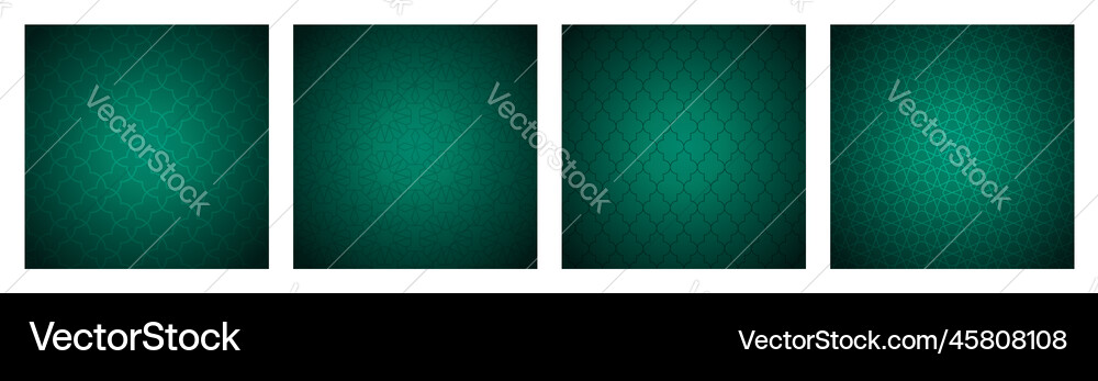 Set of green gradient background with arabian Vector Image