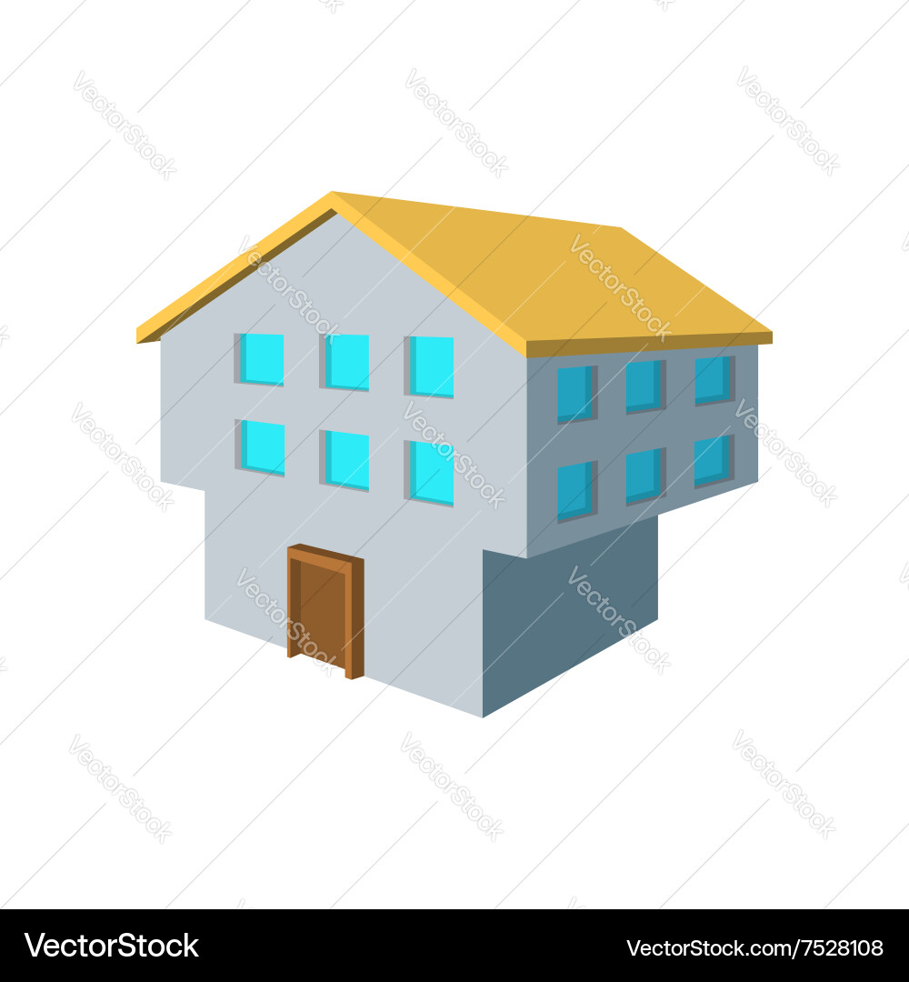 Two-storey house cartoon icon Royalty Free Vector Image