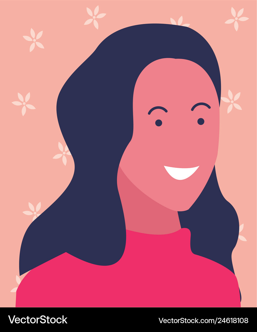 Woman smiling cartoon profile Royalty Free Vector Image