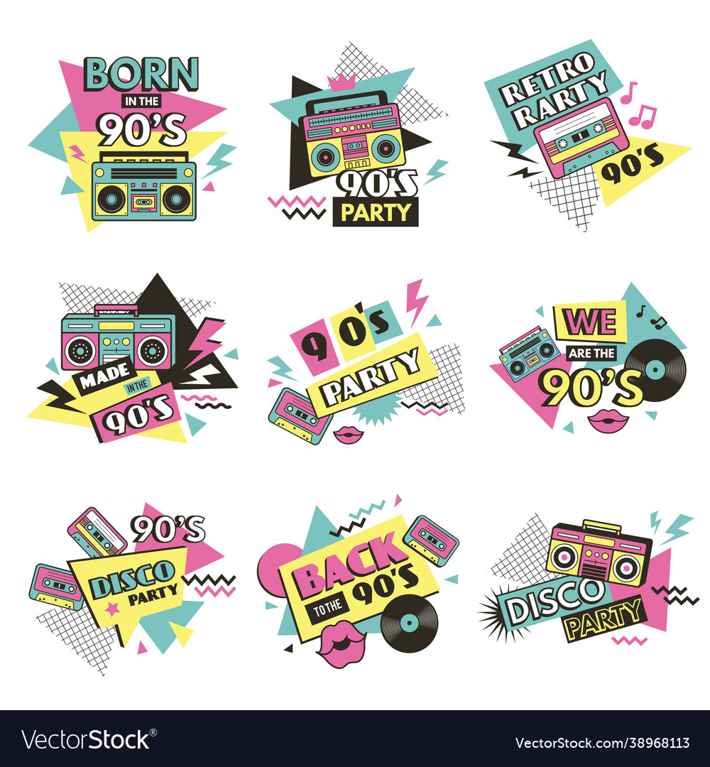 90s labels vintage fashioned labels for clothes Vector Image