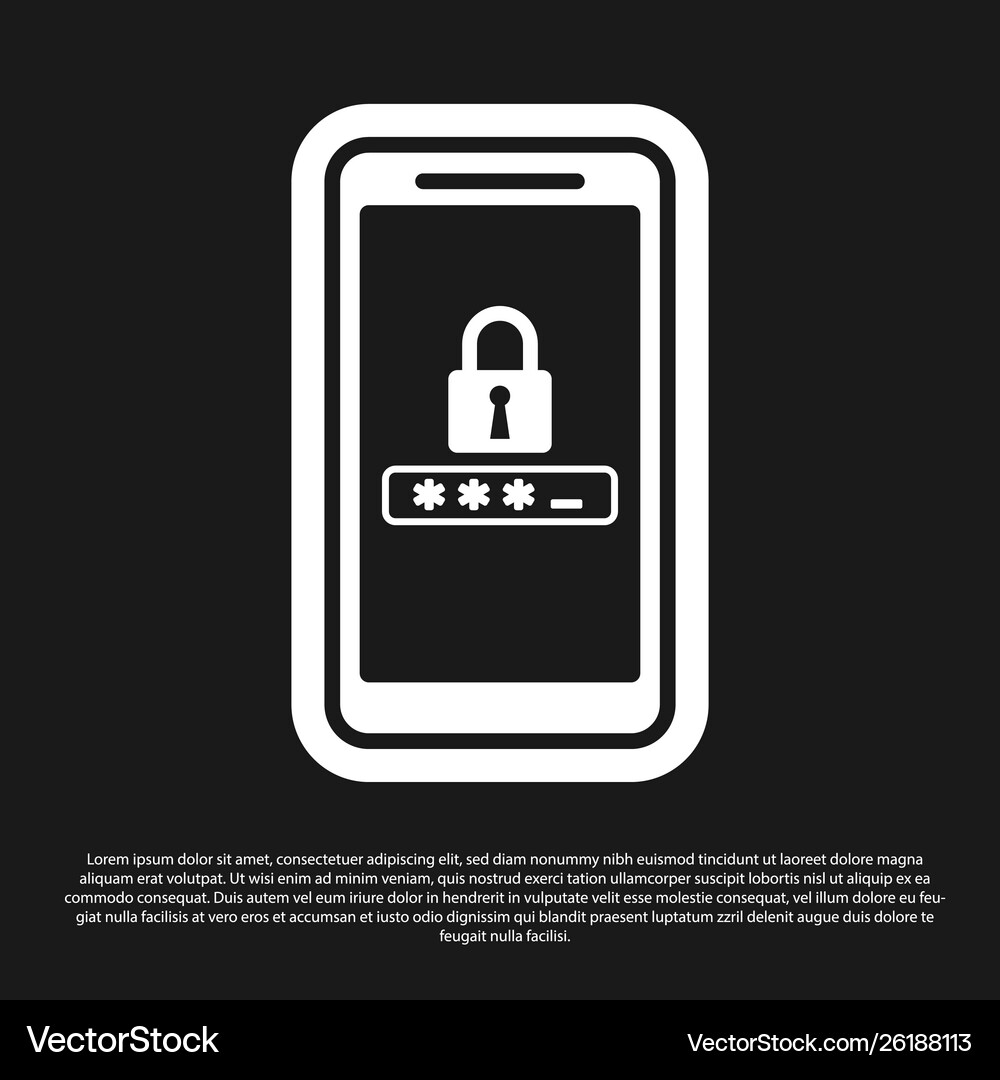 Black mobile phone and password protection icon Vector Image
