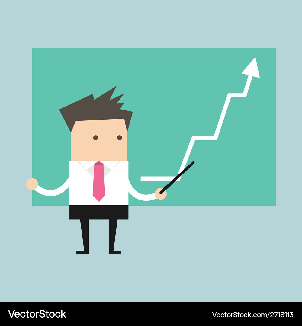 Businessman with business growing graph Royalty Free Vector