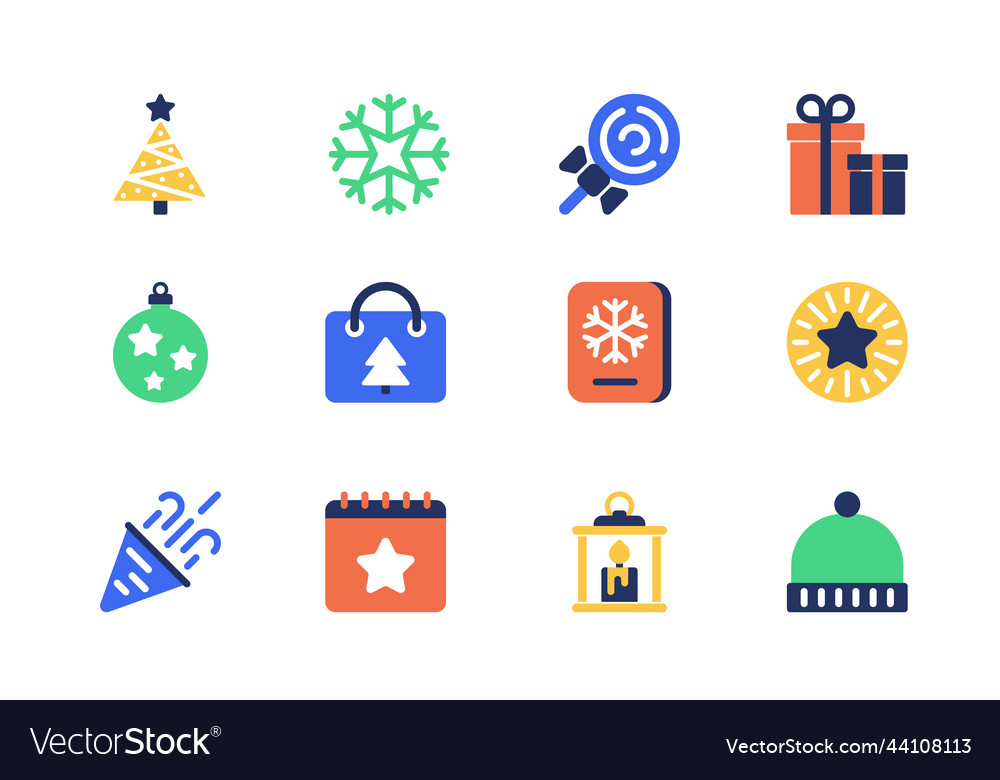 Christmas concept of web icons set in simple flat Vector Image