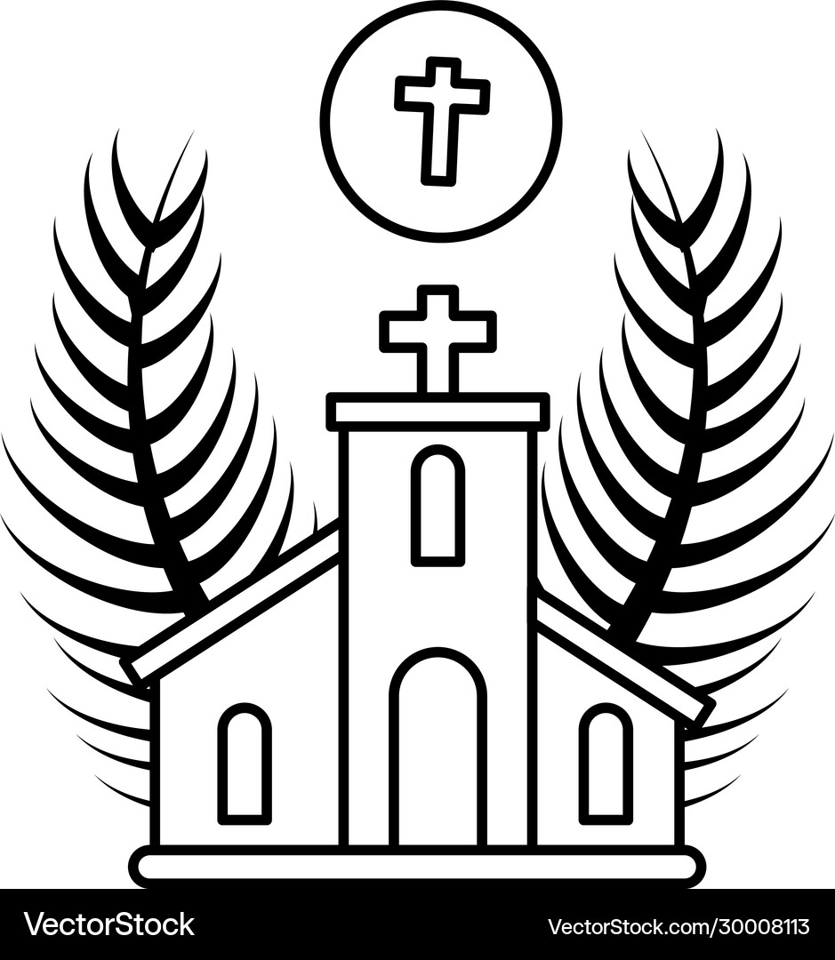 Church with catholic cross in white background Vector Image