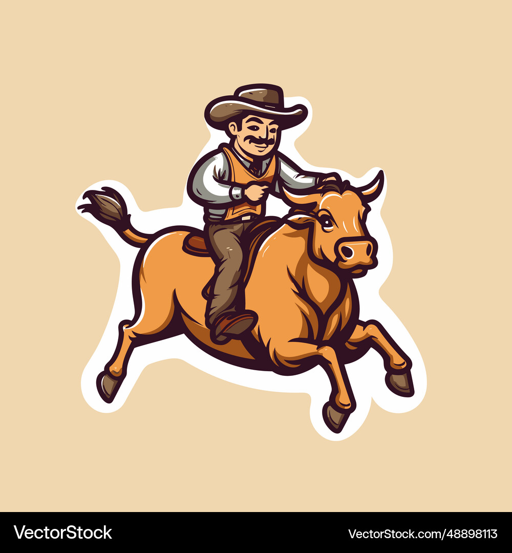 Cowboy riding a bull rodeo Royalty Free Vector Image