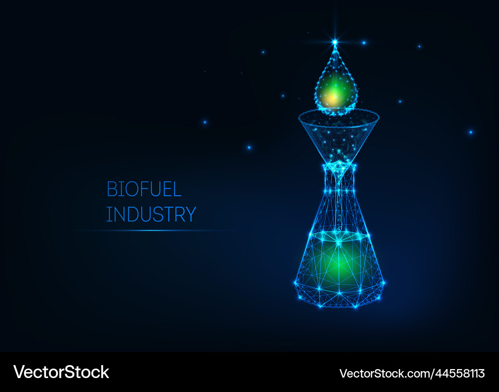 Futuristic biofuel industry concept with glowing Vector Image