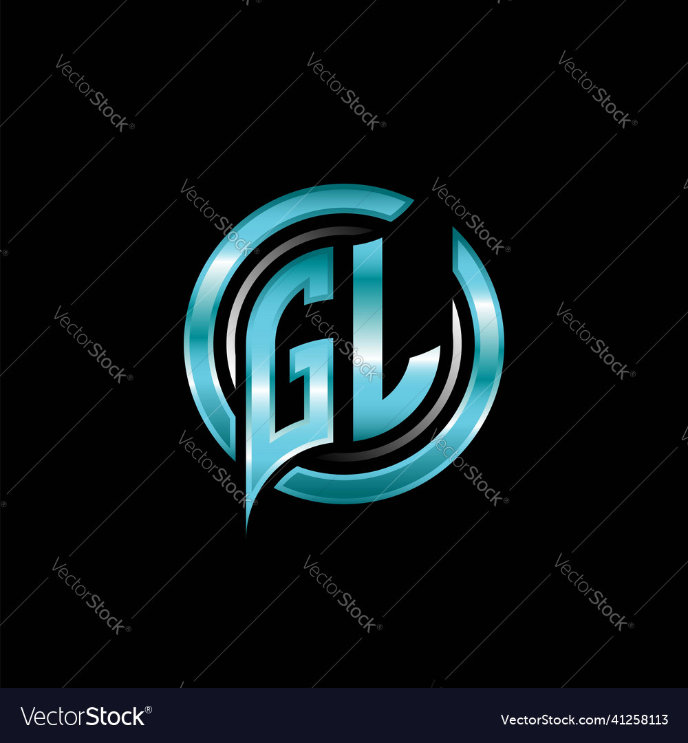 Gl initial monogram logo circle rounded Royalty Free Vector
