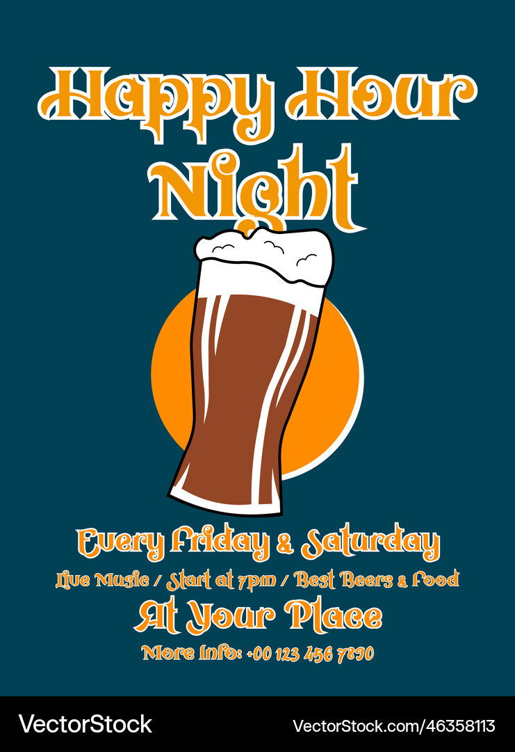 Happy hour party flyer poster design Royalty Free Vector