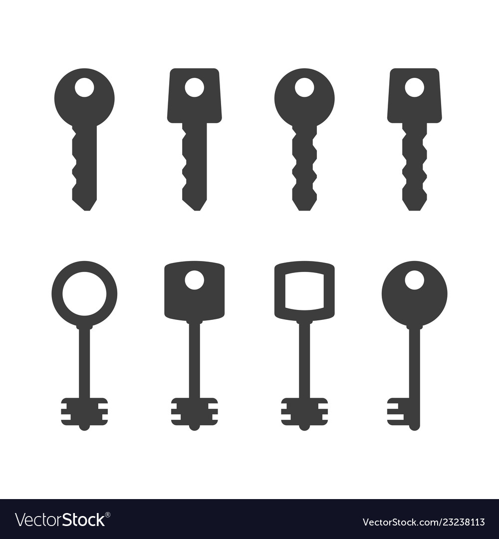 Keys silhouettes set Royalty Free Vector Image