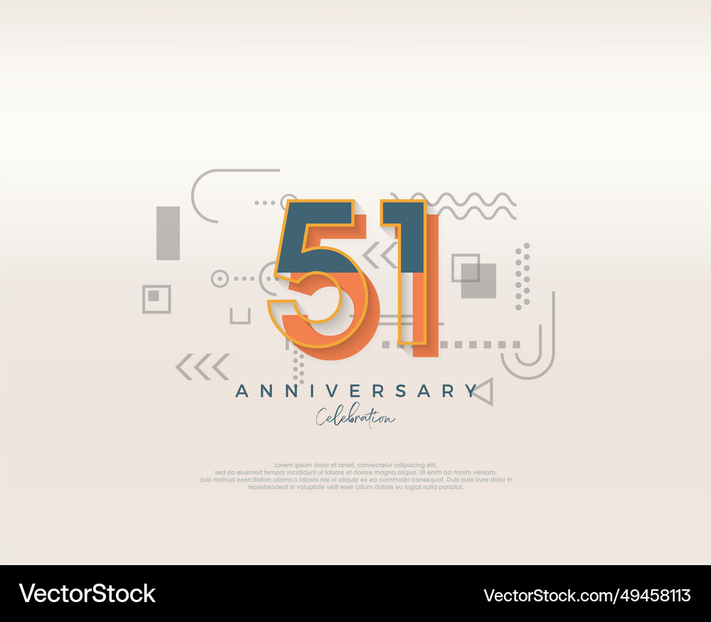 Modern cartoon design simple for 51st anniversary Vector Image