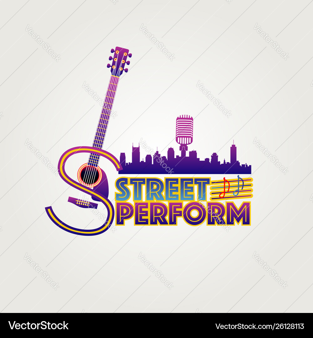 Neon style street perform logo symbol Royalty Free Vector