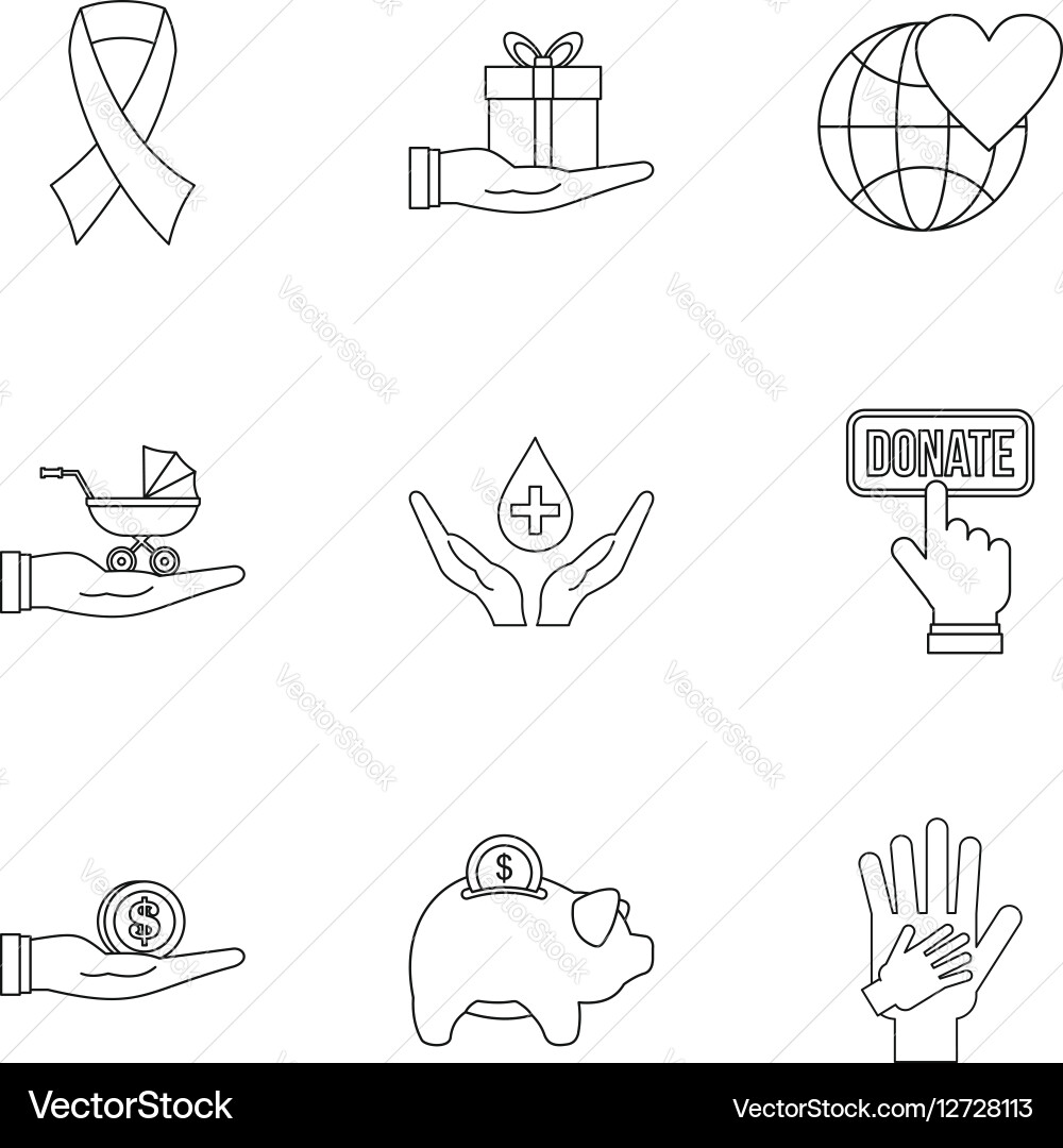 Patronage icons set outline style Royalty Free Vector Image