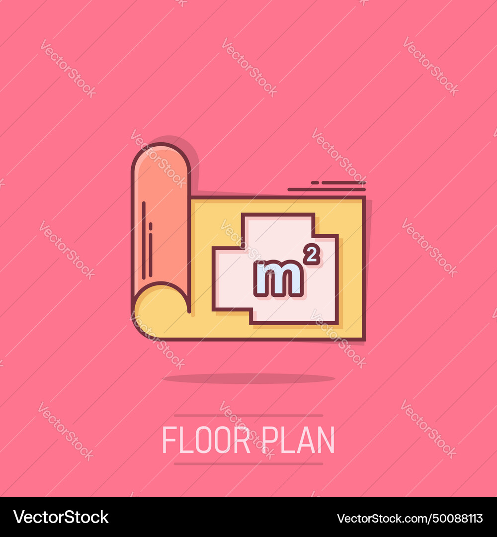 Room plan icon in comic style blueprint cartoon Vector Image