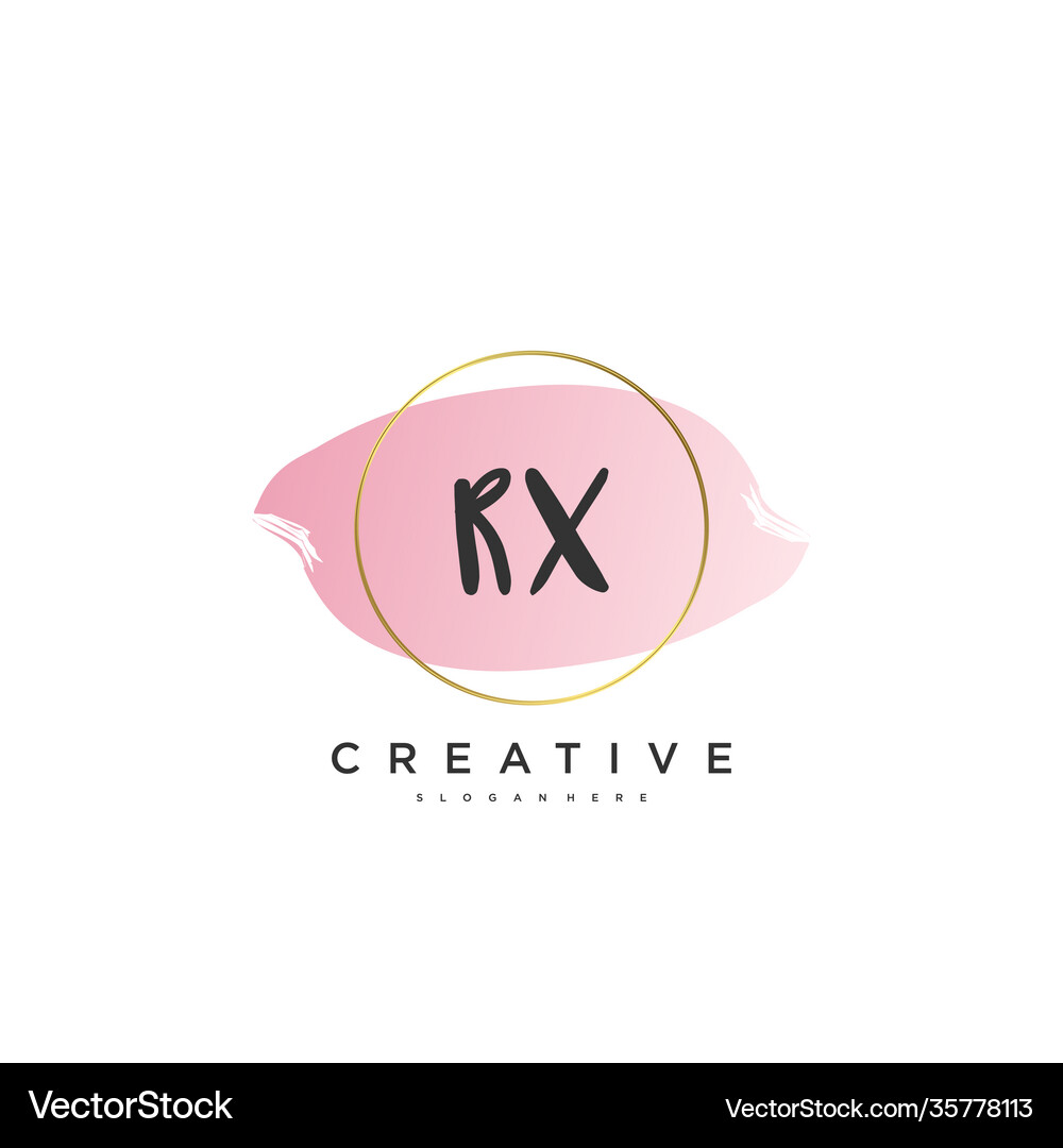 Rx beauty initial logo handwriting logo art Vector Image