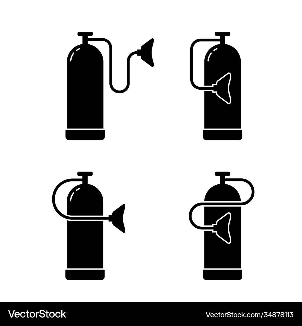 Silhouette oxygen cylinder with mask outline Vector Image