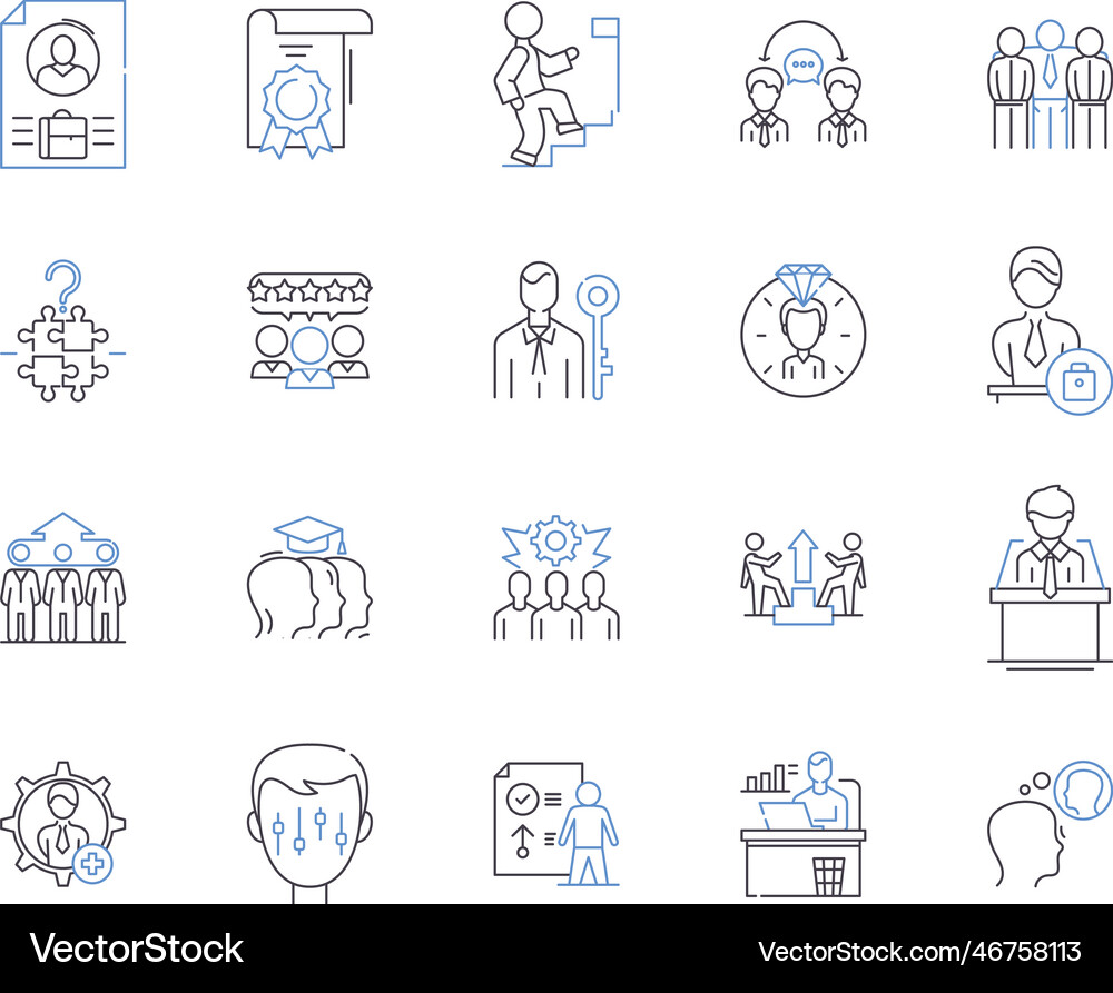 Top management outline icons collection Royalty Free Vector