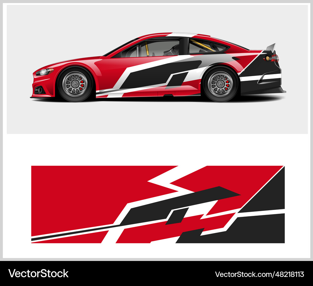 Vehicle wrap design and car with premium Vector Image
