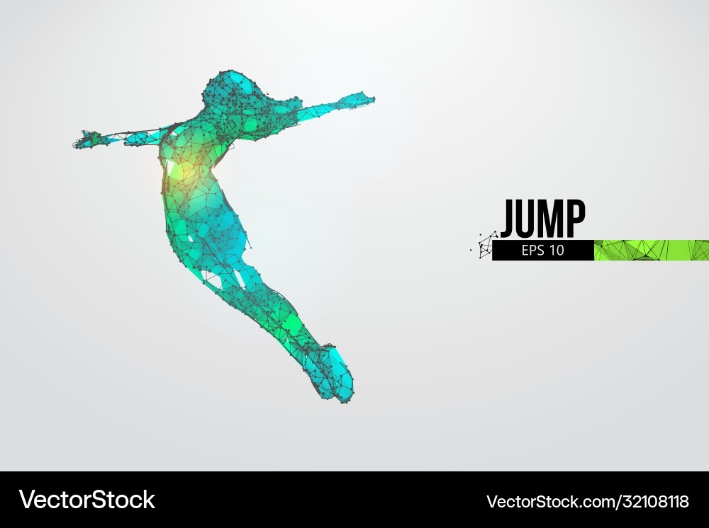 Abstract silhouette a wireframe jumping woman Vector Image